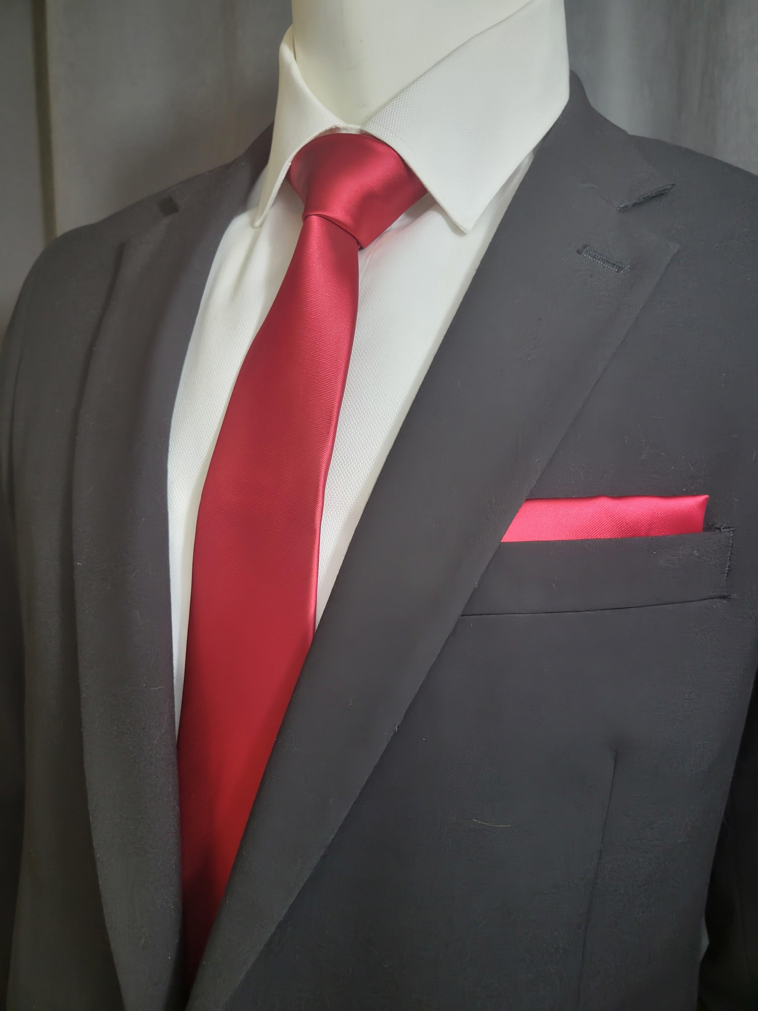Red Ruby Necktie and Pocket Square – The Upscale Banker